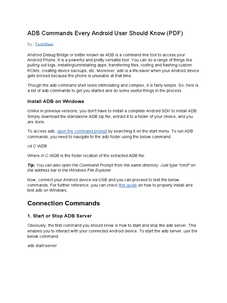 Adb Commands Every Android User Should Know Pdf Pdf Screenshot Computer File