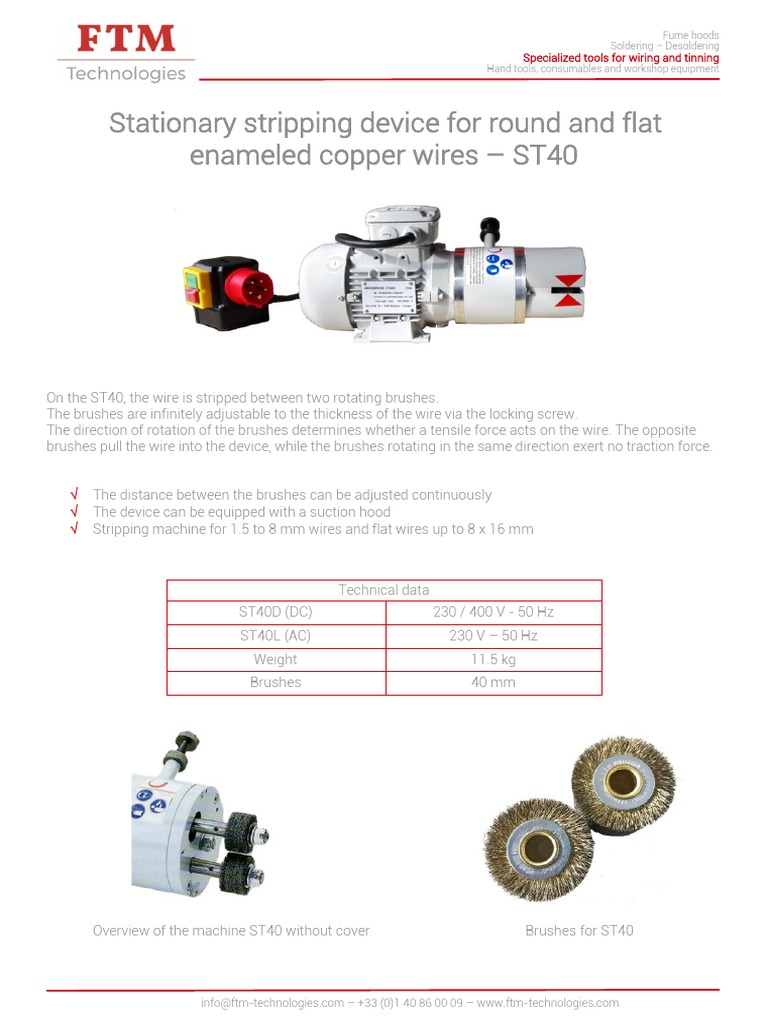 ST40 Enamel Wire Stripper FTM Technologies | PDF