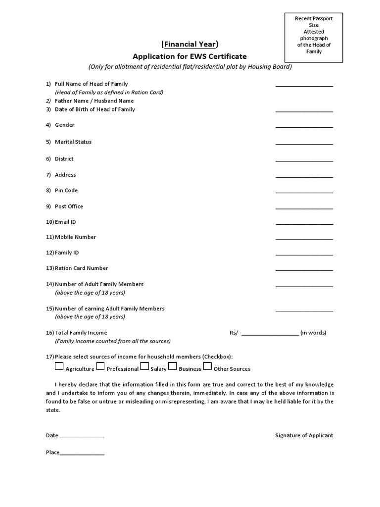 ApplicationForm, Self Declarationand Pre Verification Report Format ...