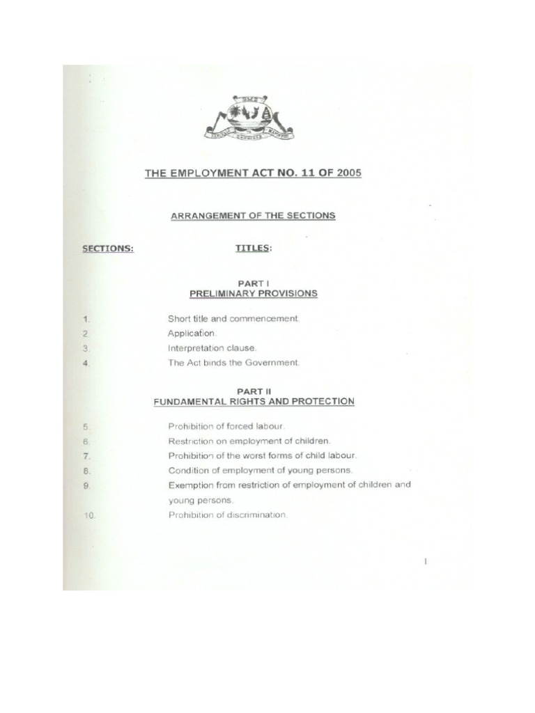 The Employment Act No. 11 or 2005 | PDF