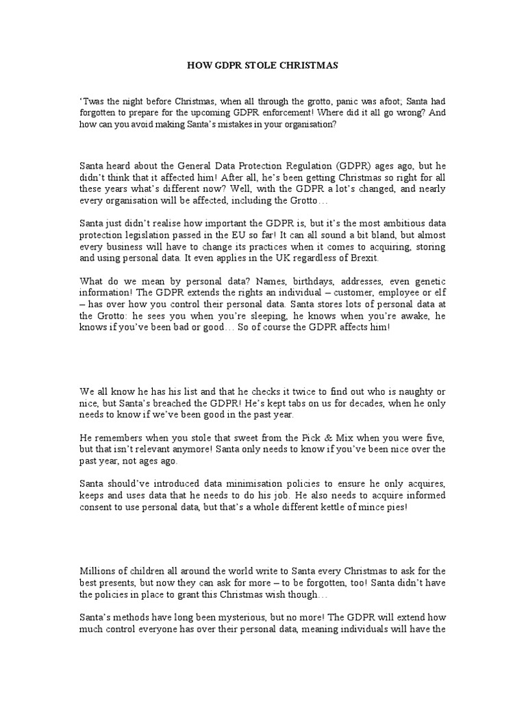 HOW GDPR STOLE CHRISTMAS | PDF