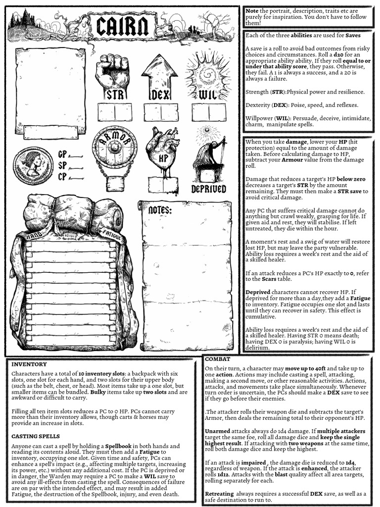 Annotated Cairn Character Sheet | PDF