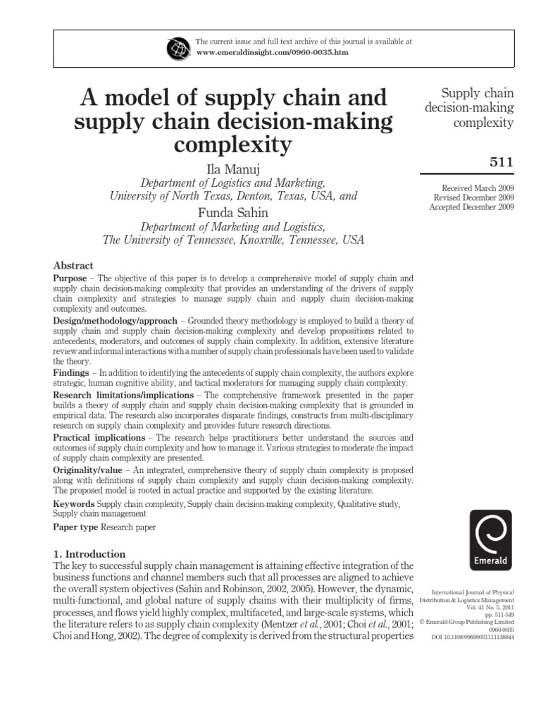 SCM Complexity | PDF | Supply Chain | Logistics
