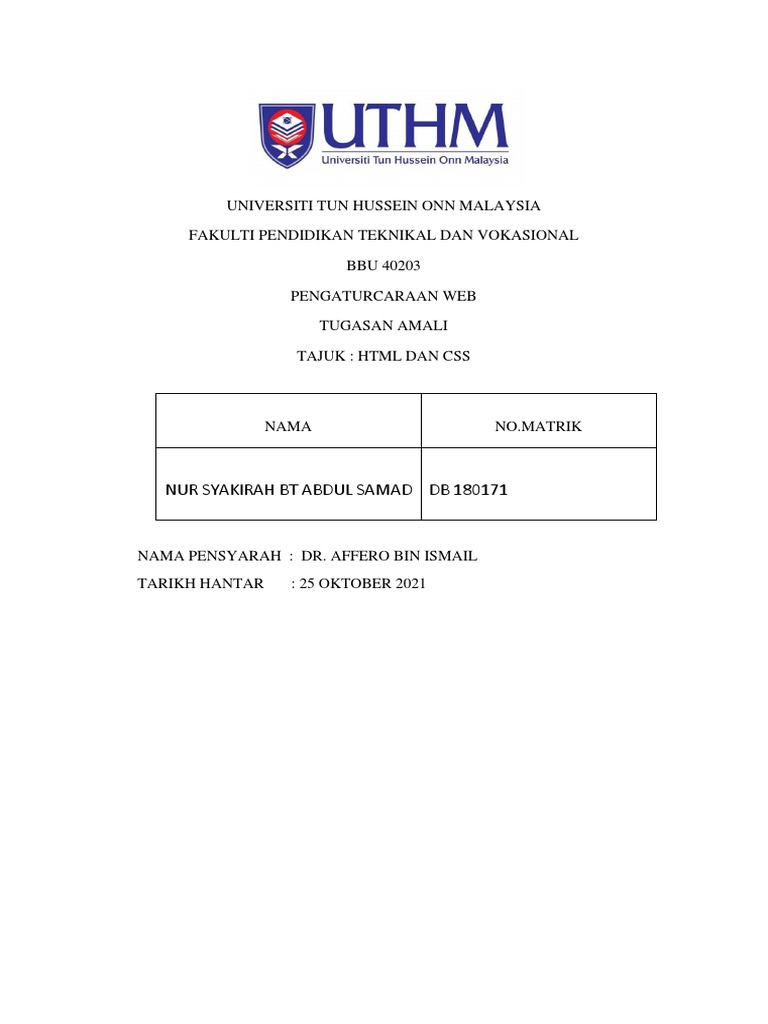 Amali 1 Nur Syakirah BT Abdul Samad (Db180171) | PDF