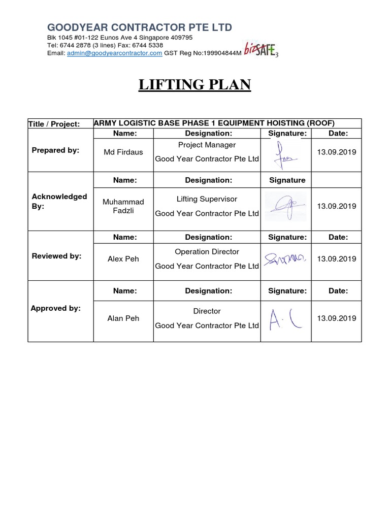 Lifting Plan ALB Phase | PDF