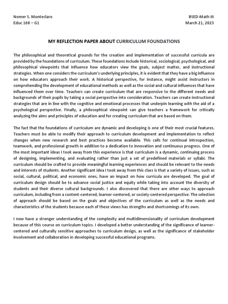 Lesson 3 - My Reflection Paper | PDF