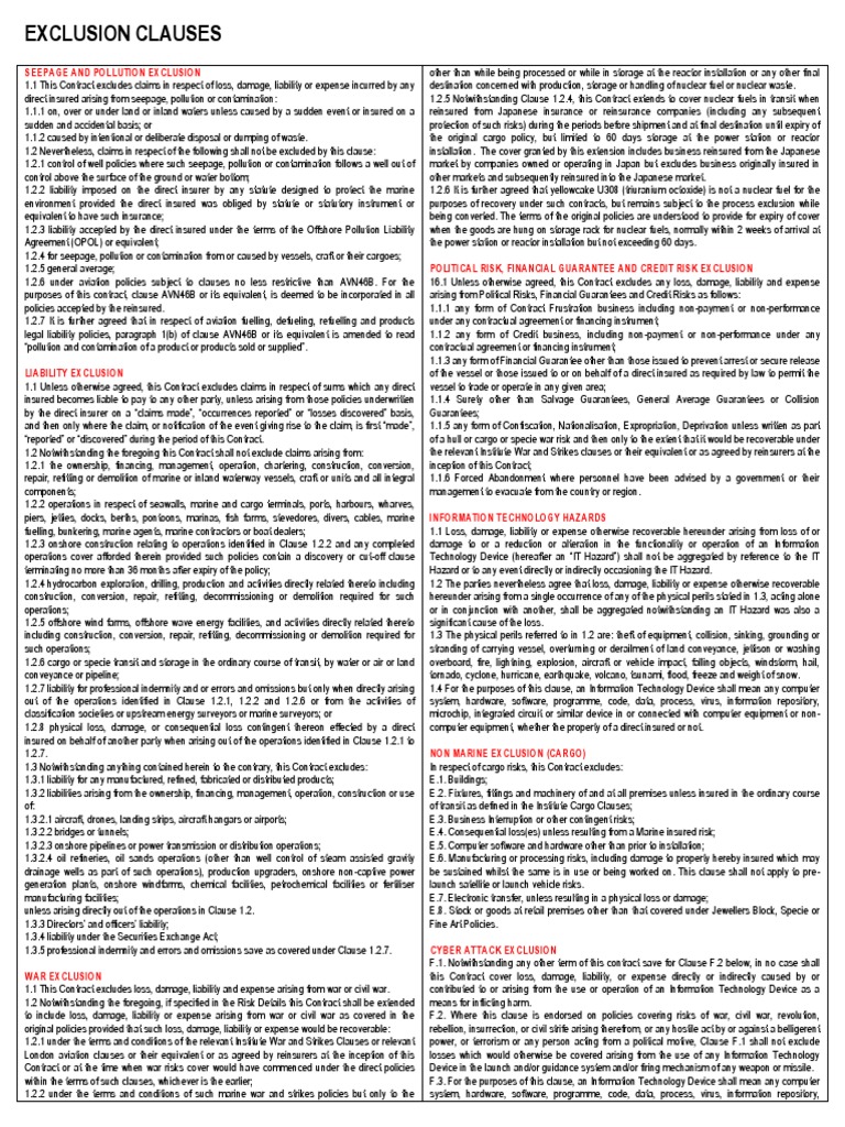 14exclusion Clauses - TA - Thu Nho | PDF | Finance & Money Management | Law