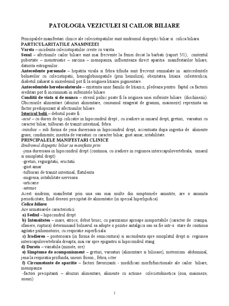 Patologia Veziculei Biliare Si A Cailor Biliare | PDF