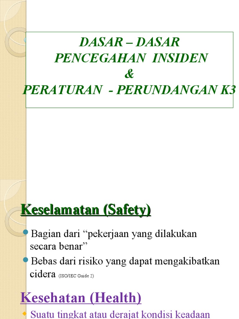 Dasar2 Pencegahan Insiden & Peraturan K3 | PDF