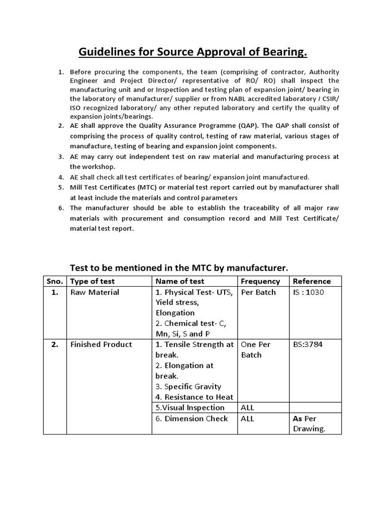 Guidelines For Source Approval | PDF | Quality Assurance | Concrete