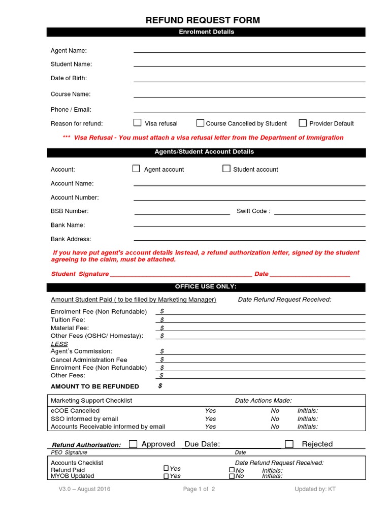 Refund Request Form | PDF