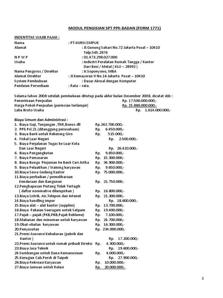 Modul PPH Badan | PDF