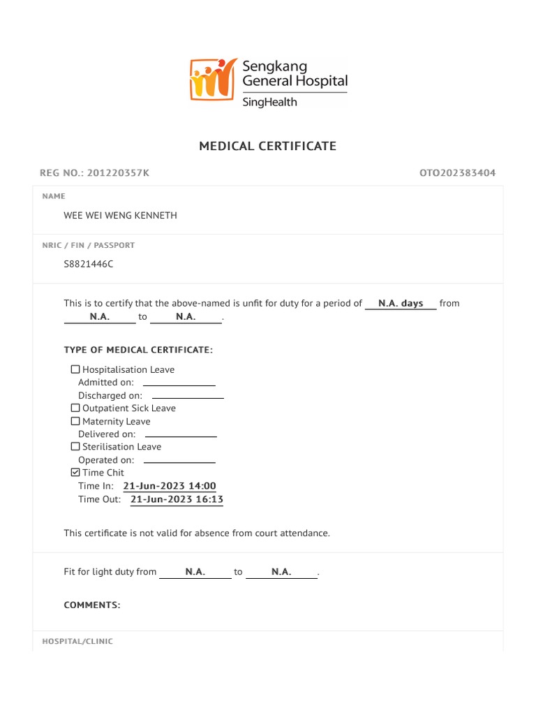 Digital Medical Certificate | PDF