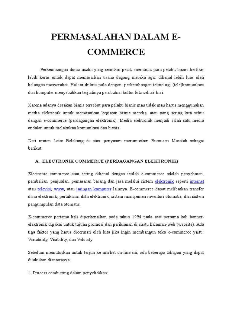 Permasalahan Dalam e Commerce | PDF