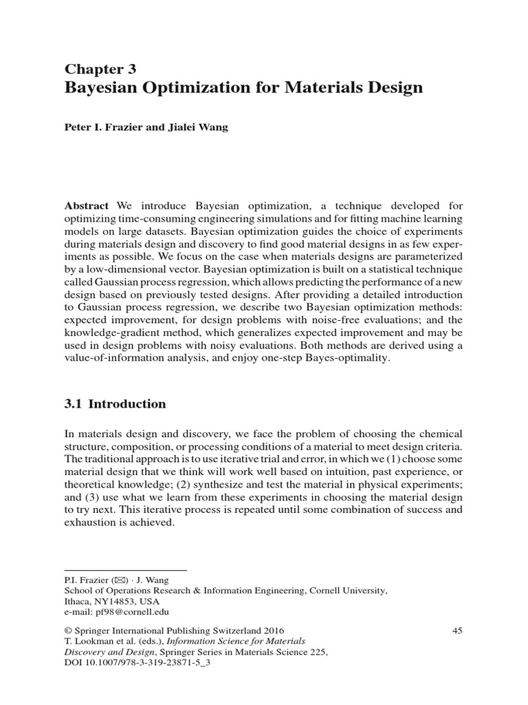 Bayesian Optimization For Materials Design: Peter I. Frazier and Jialei ...