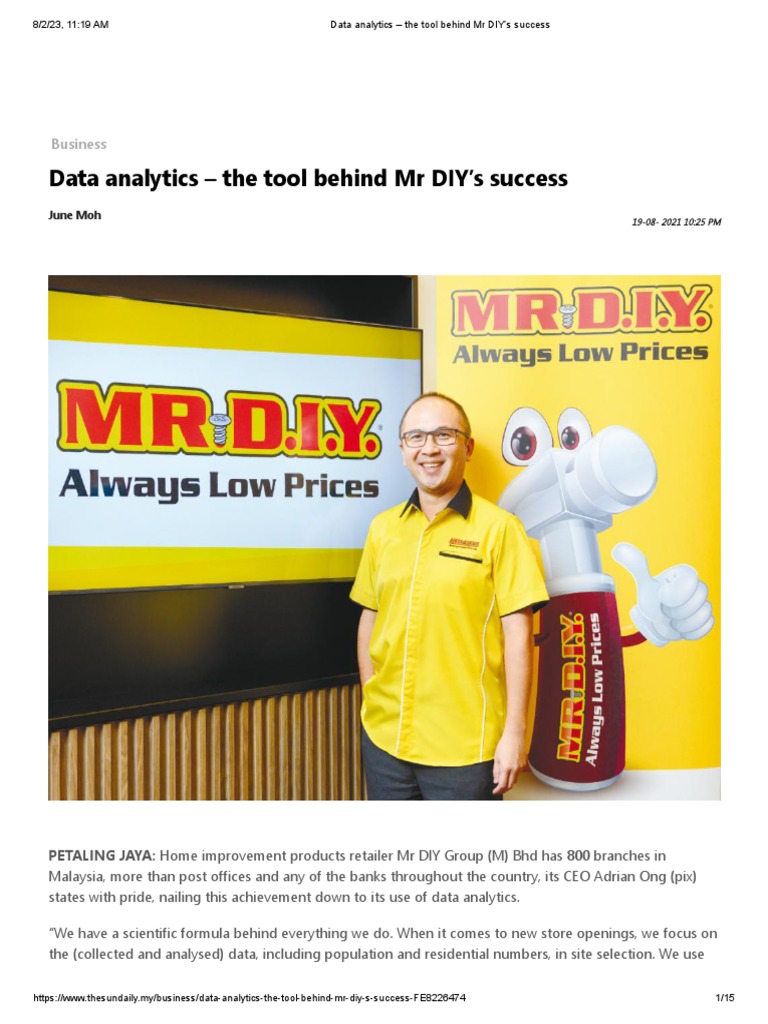 Data Analytics The Tool Behind MR DIY's Success Business Model | PDF