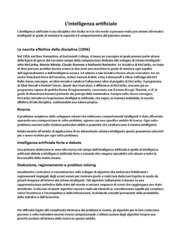 Intelligenza Artificiale | PDF