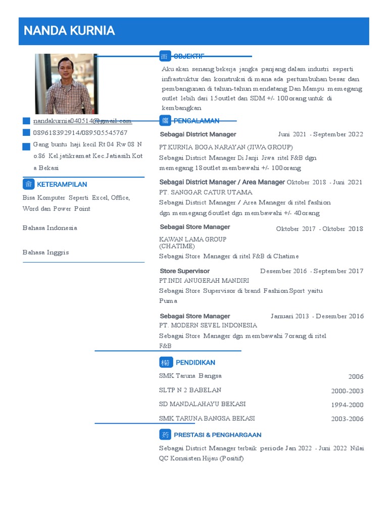 CV - Nanda Kurnia | PDF