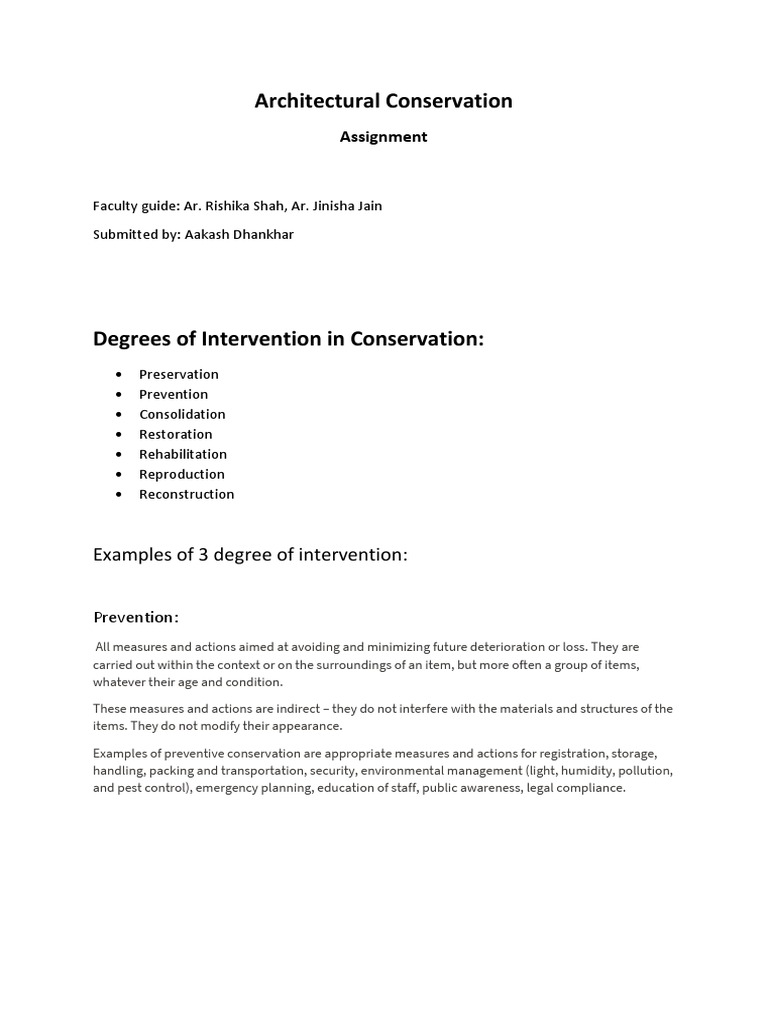 Degrees of Intervention in Conservation | PDF