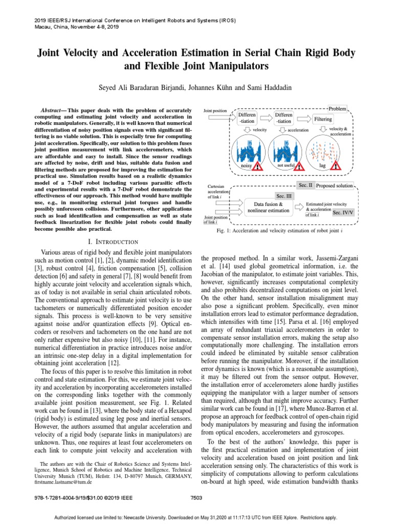 Joint Velocity and Acceleration Estimation in Serial Chain Rigid Body and Flexible Joint ...