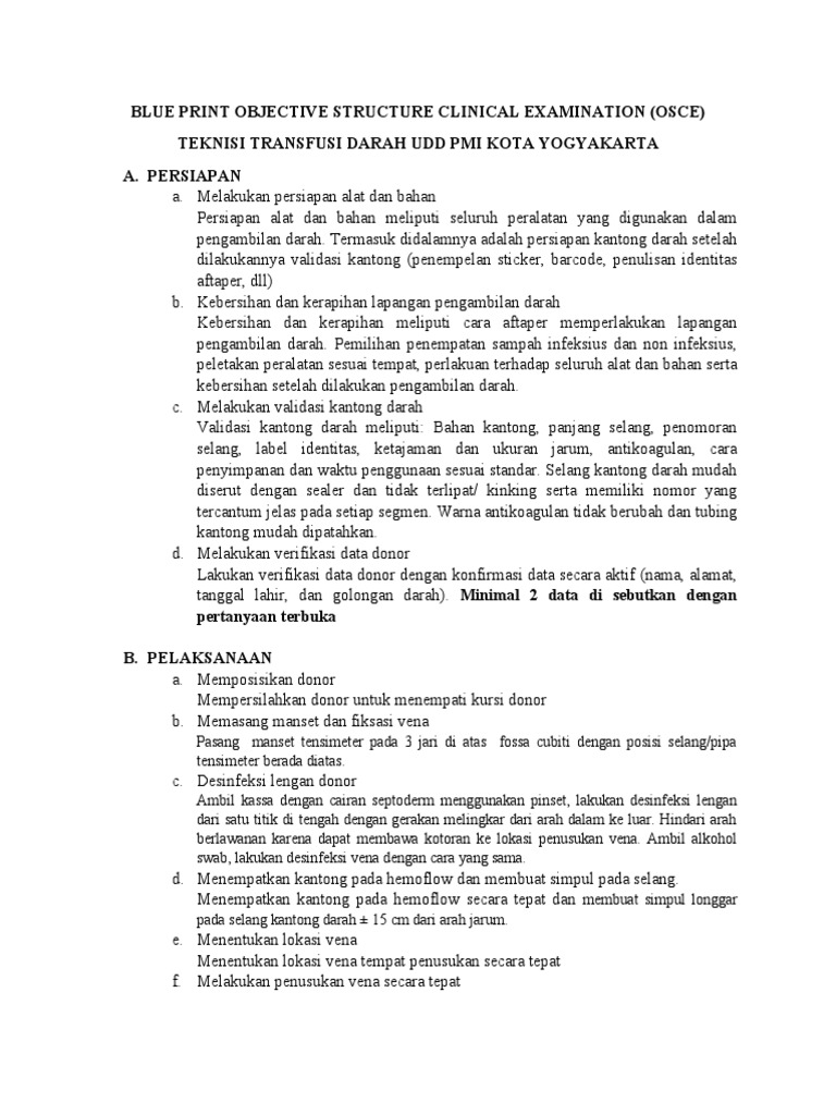 Blue Print Objective Structure Clinical Examination | PDF
