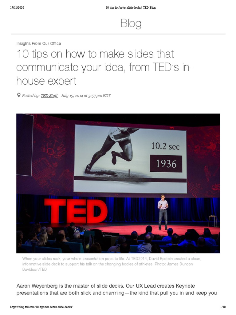 10 Tips For Better Slide Decks - TED Blog | PDF