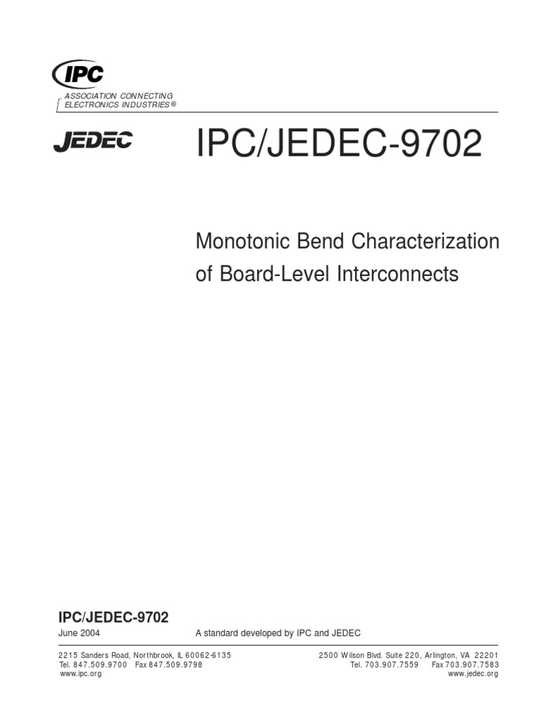IPC-JEDEC-9702 - Monotonic Bend Characterization of of Board-Level Interconnects | PDF ...