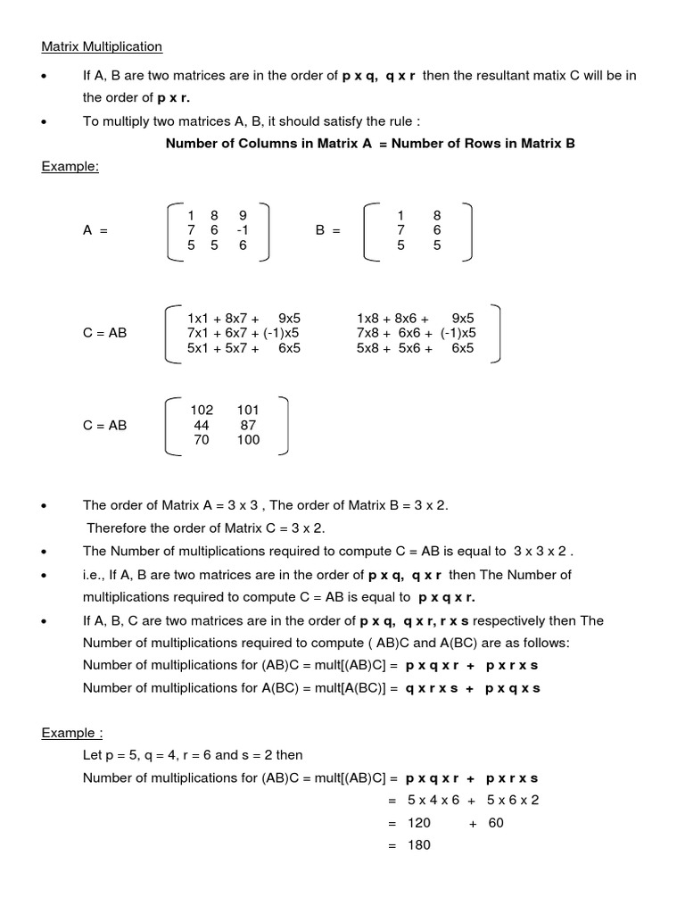 Chain of Matrix Multiplication Example | PDF | Matrix (Mathematics) | Mathematical Objects