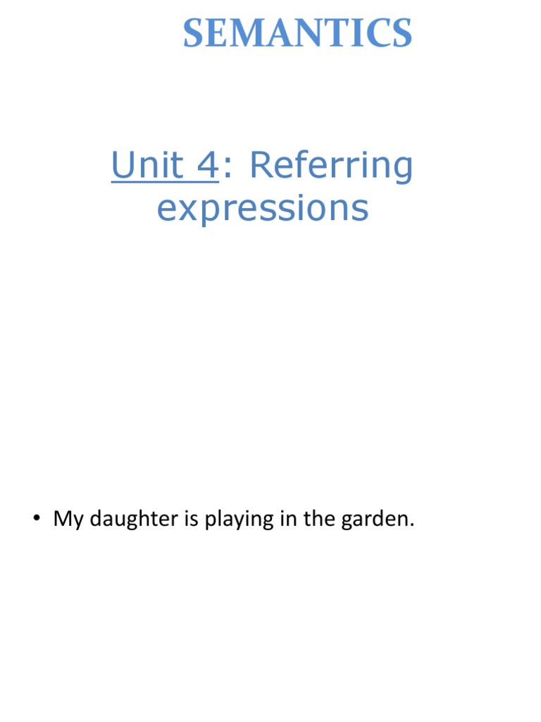 Semantics - Unit 4 | PDF