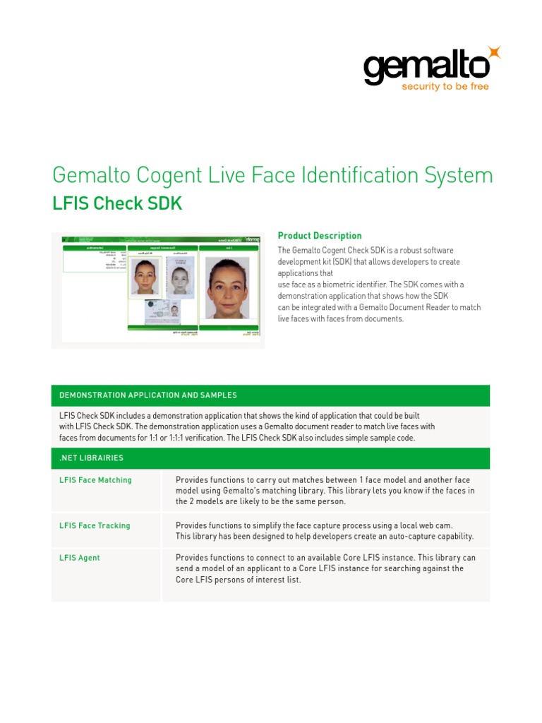Gemalto LFIS Check Technical Data Sheet | PDF