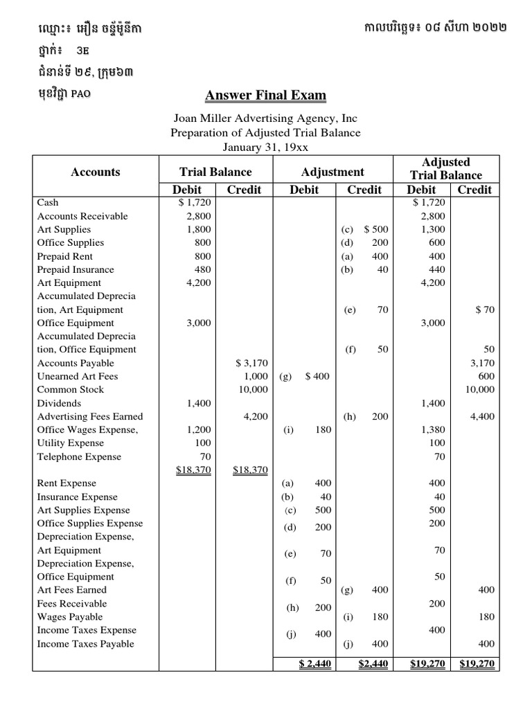 POA Exam: Adjusted Trial Balance Guide | PDF | Expense | Debits And Credits