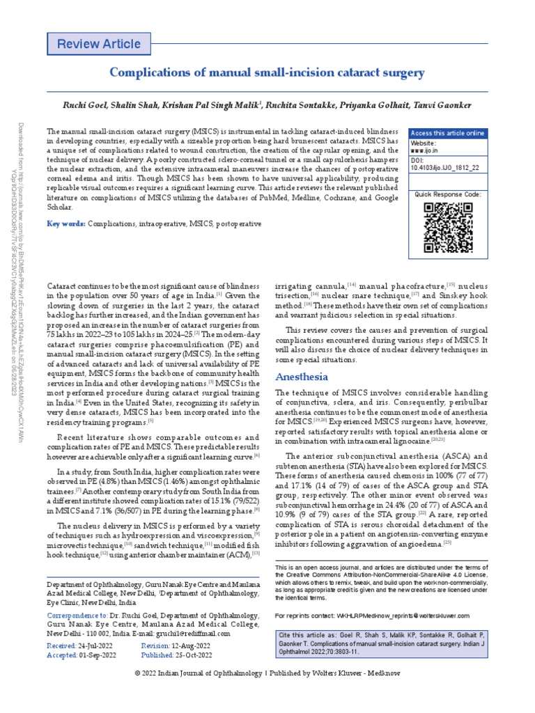 Complications of Manual Small Incision Cataract.17 | PDF | Eye | Surgery