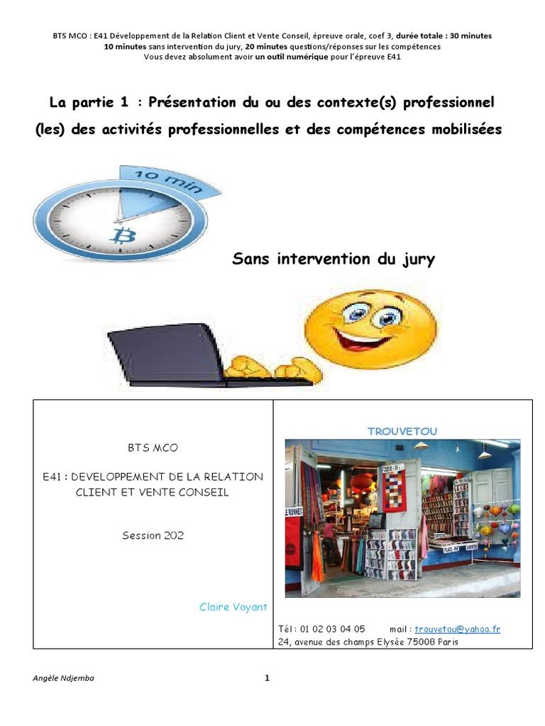 BTS Mco E41 Le Deroule Des Slides Angele 2 | PDF