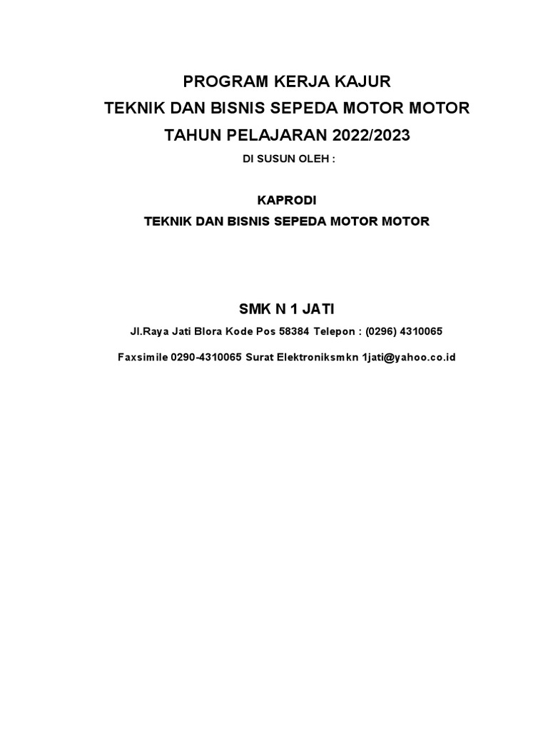 Program Kerja TBSM | PDF | Teknologi & Rekayasa