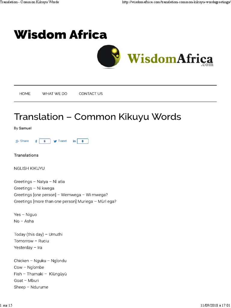 00 A4 15 Translation - Common Kikuyu Words | PDF | Business