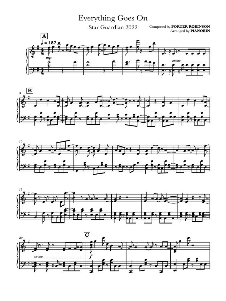 Everything Goes On Porter Robinson - Piano Sheets | PDF