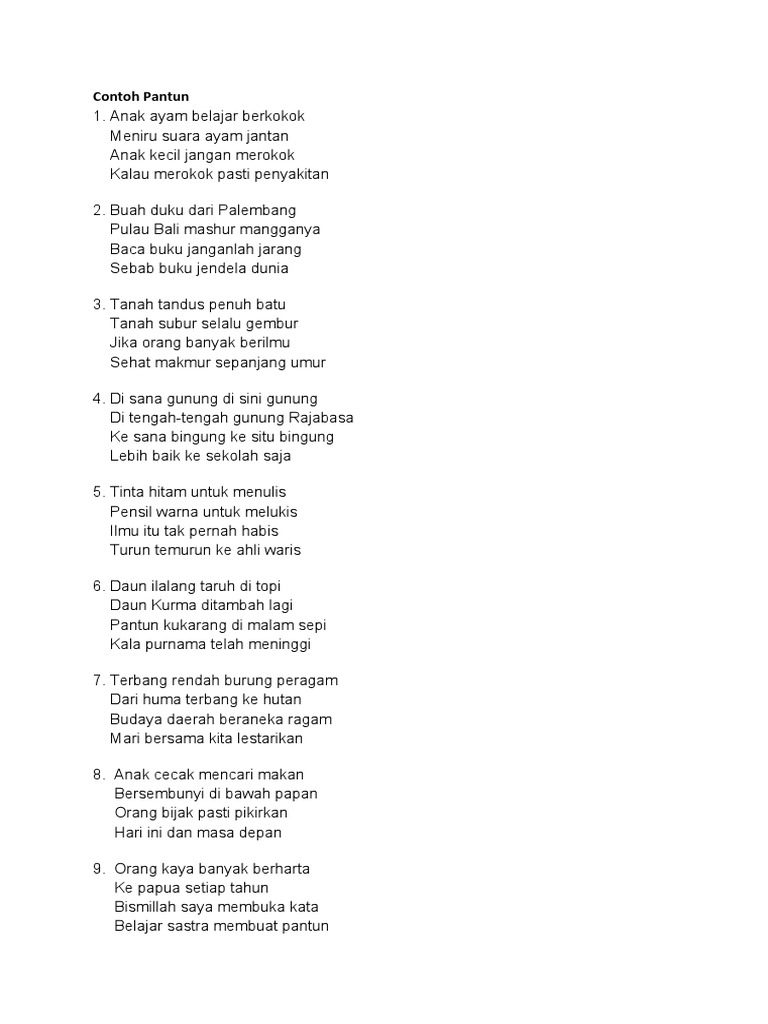 Contoh Pantun syair dan gurindam | PDF