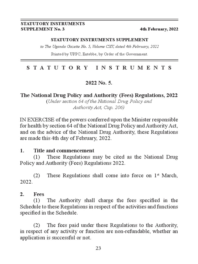 Nda Fees Regulations 2022 1 | PDF | Pharmacist | Pharmacology