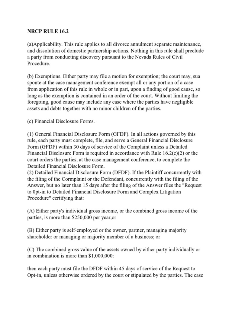 NRCP Rule 16.2 00206887x7a582 | PDF | Discovery (Law) | Lawsuit