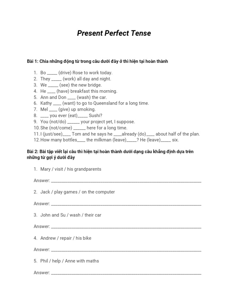 Present Perfect Tense | PDF