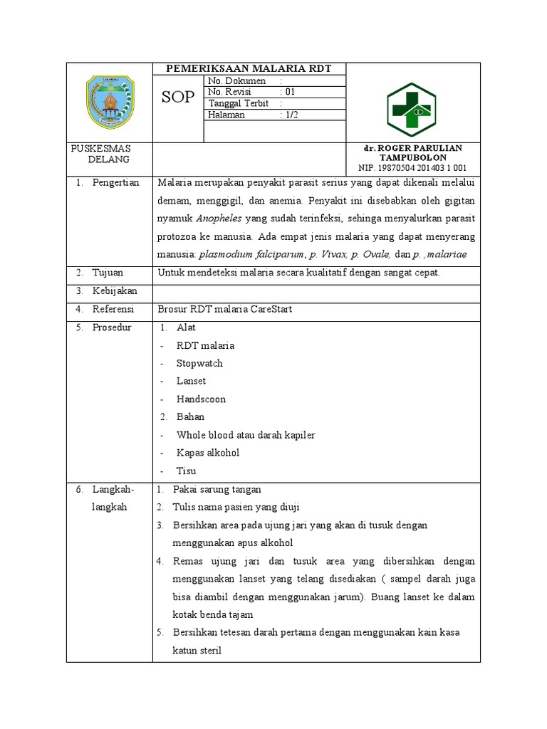 Pemeriksaan Malaria RDT | PDF