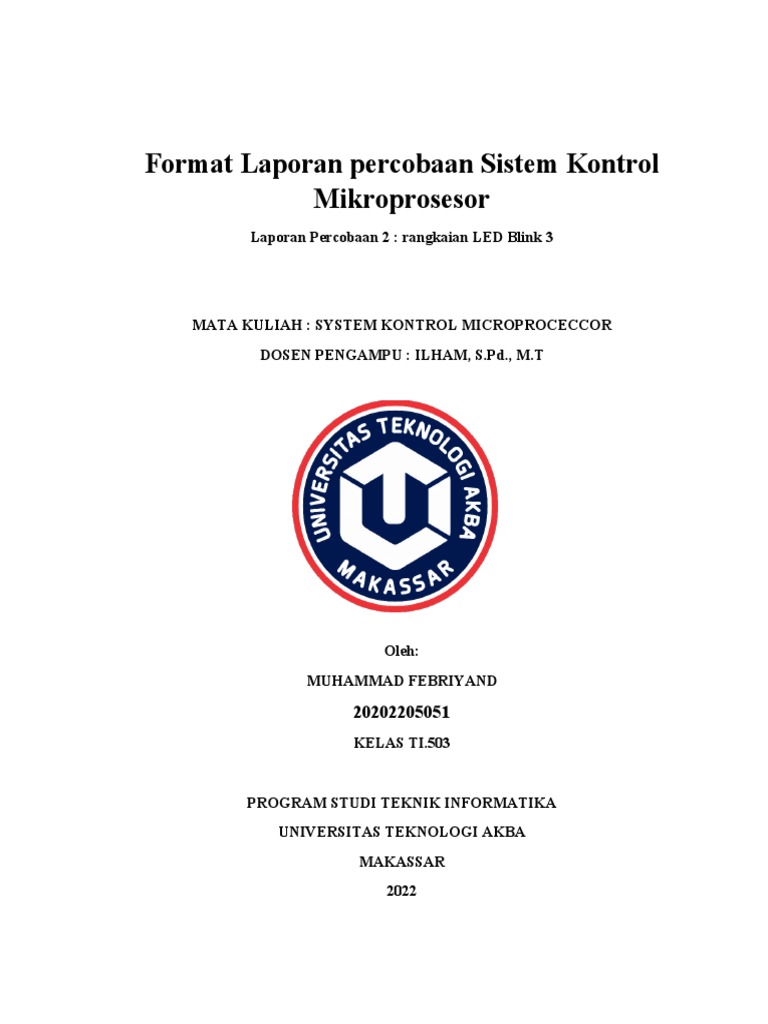 Format Laporan 2 Percobaan Sistem Kontrol Mikroprosesor | PDF | Teknologi & Rekayasa