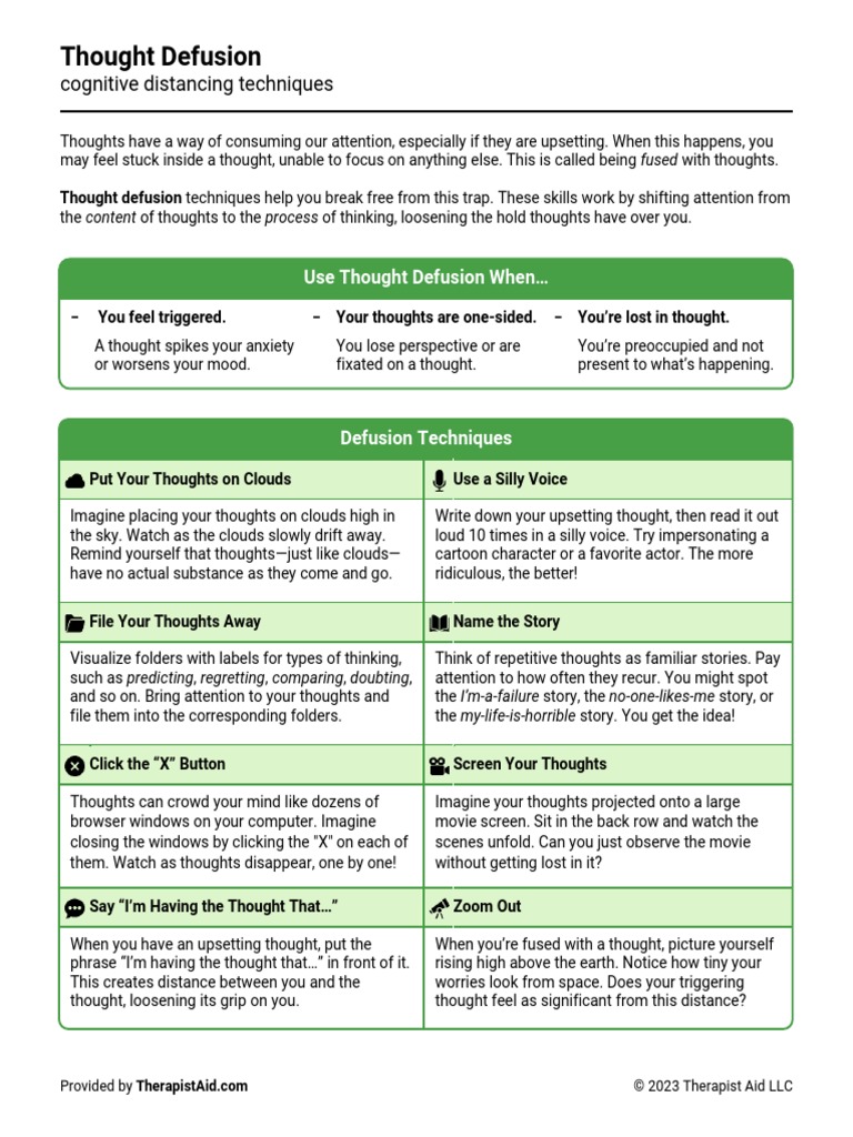 Thought Defusion Techniques | PDF
