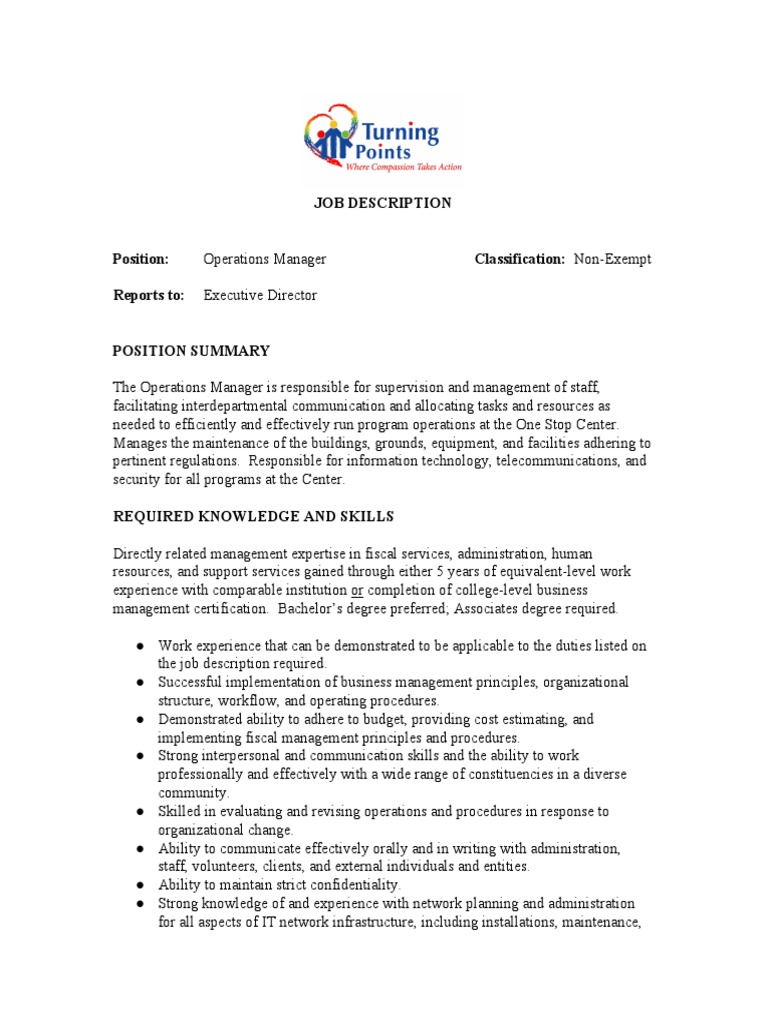 Job-Description-Operations-Manager- | PDF