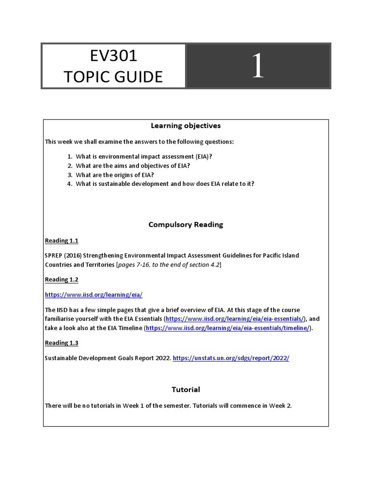 Ev301 Topic Guide 1 | PDF