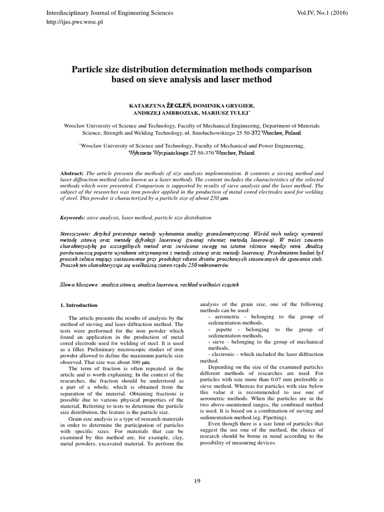 Particle Size Distribution Determination | PDF | Science & Mathematics | Computers