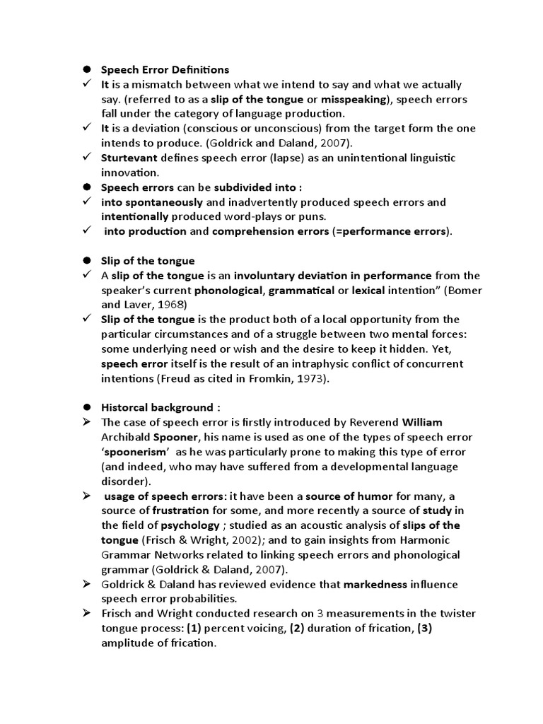 Speech Error | PDF