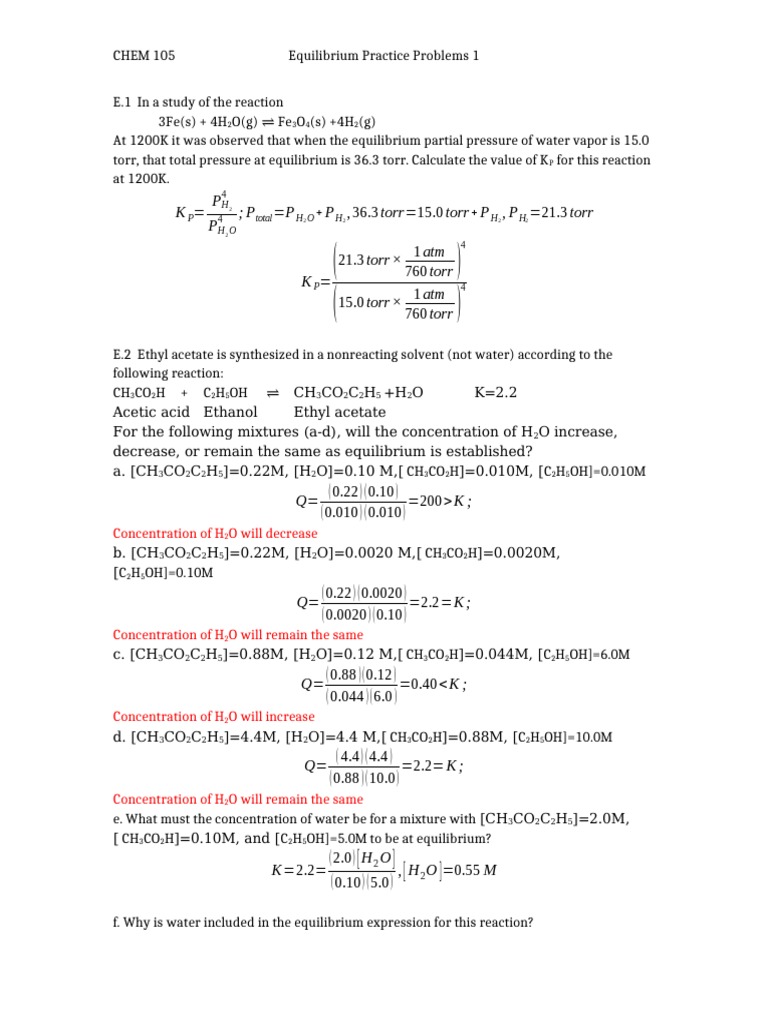Equilibrium 1 PP Key - Tagged | PDF