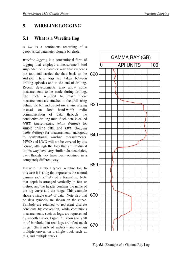 Wireline Logging: Gamma Ray (GR) 100 0 620 Api Units | PDF | Science ...