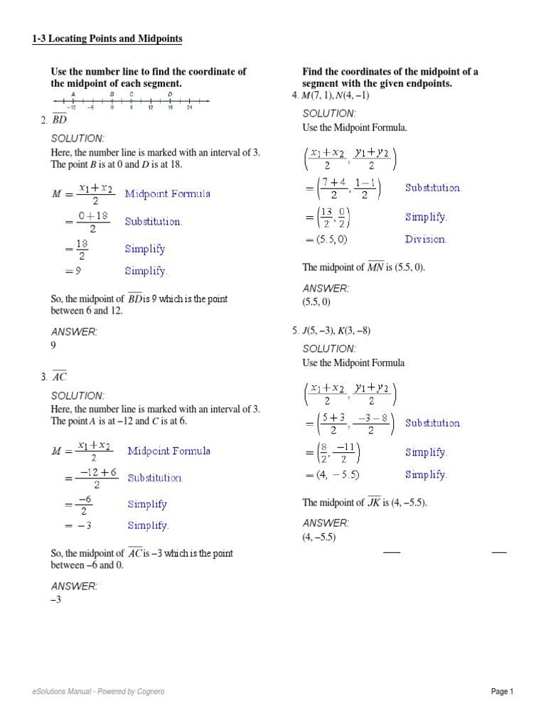 1-3 Locating Points and Midpoints | PDF | Cartesian Coordinate System ...